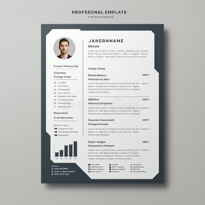 Modern Resume Template with a Dark Border and a Headshot of a Man. the Layout is Stock ...