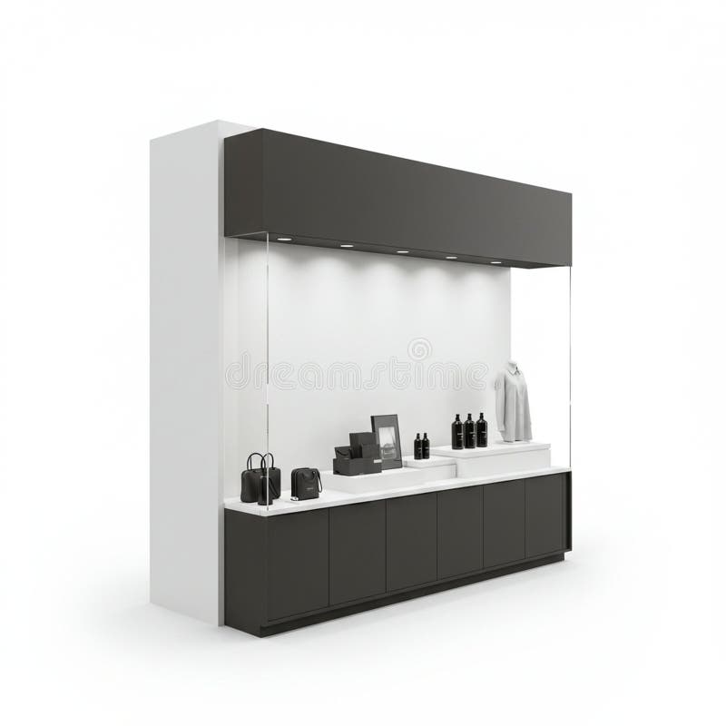 Modern Retail Display with a Sleek Design Featuring a Large Back Panel ...