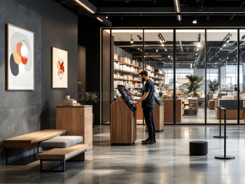 Seamless Self-Service Checkout Experience Stock Illustration ...