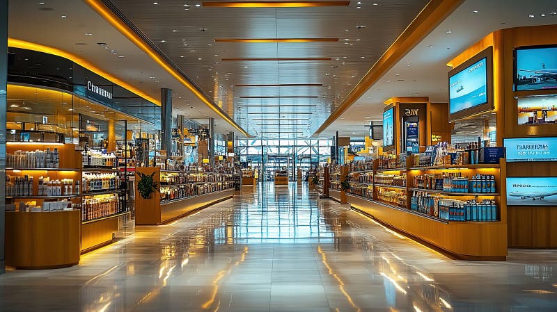 Modern Retail Space in a Well-lit Shopping Area Stock Illustration ...