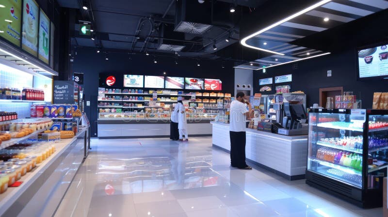 Modern Retail Store with Customer and Staff Stock Illustration ...