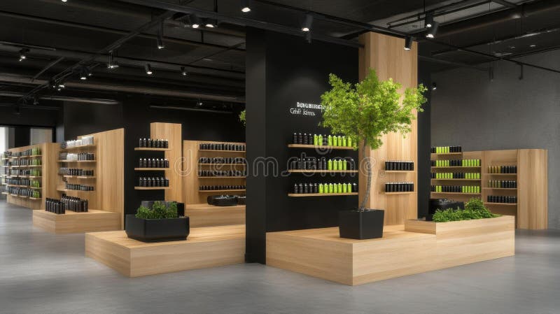 Modern Retail Store Design,Shelving & Plants Stock Photo - Image of ...