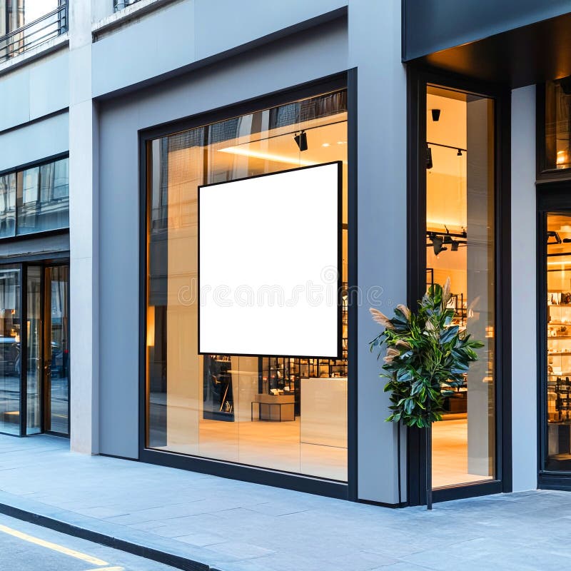 Modern Retail Store Front Blank Signage for Business Branding Stock ...