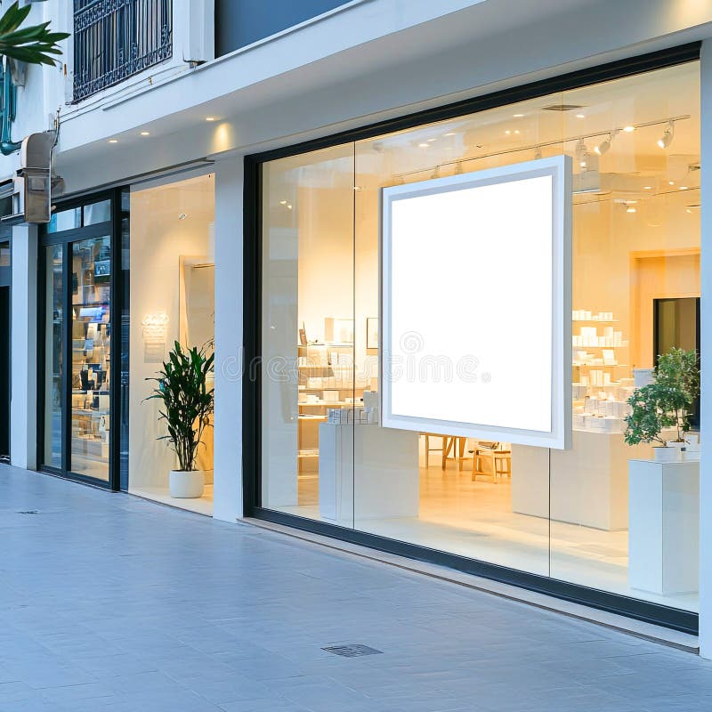 Modern Retail Store Front Blank Signage for Business Branding Stock ...