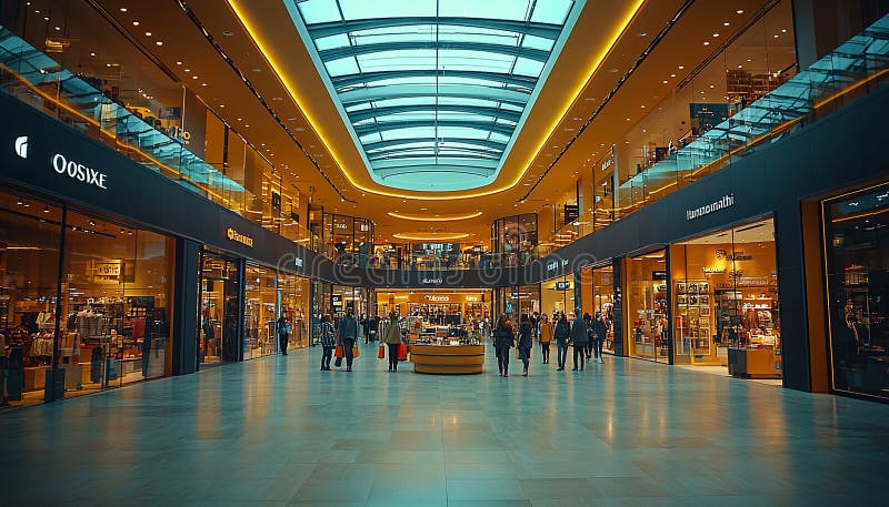 Modern Retail Store Inside Shopping Mall, Bright Futuristic Lighting ...