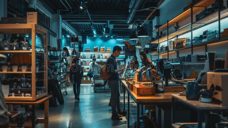 Modern Retail Store Interior Stock Image - Image of generated, browsing ...