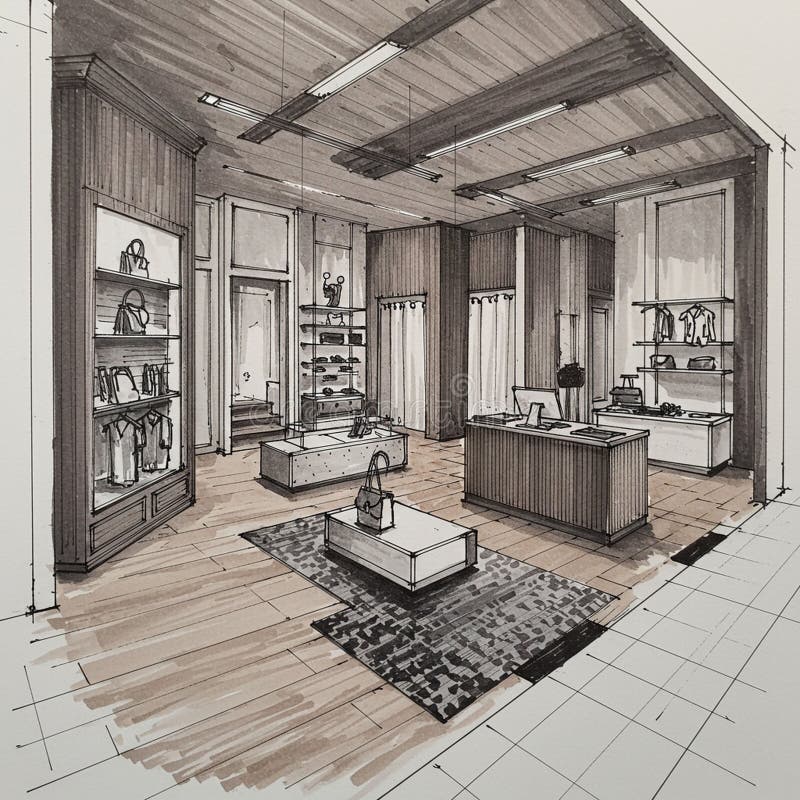 Store Interior Sketch Stock Illustrations – 2,646 Store Interior Sketch ...