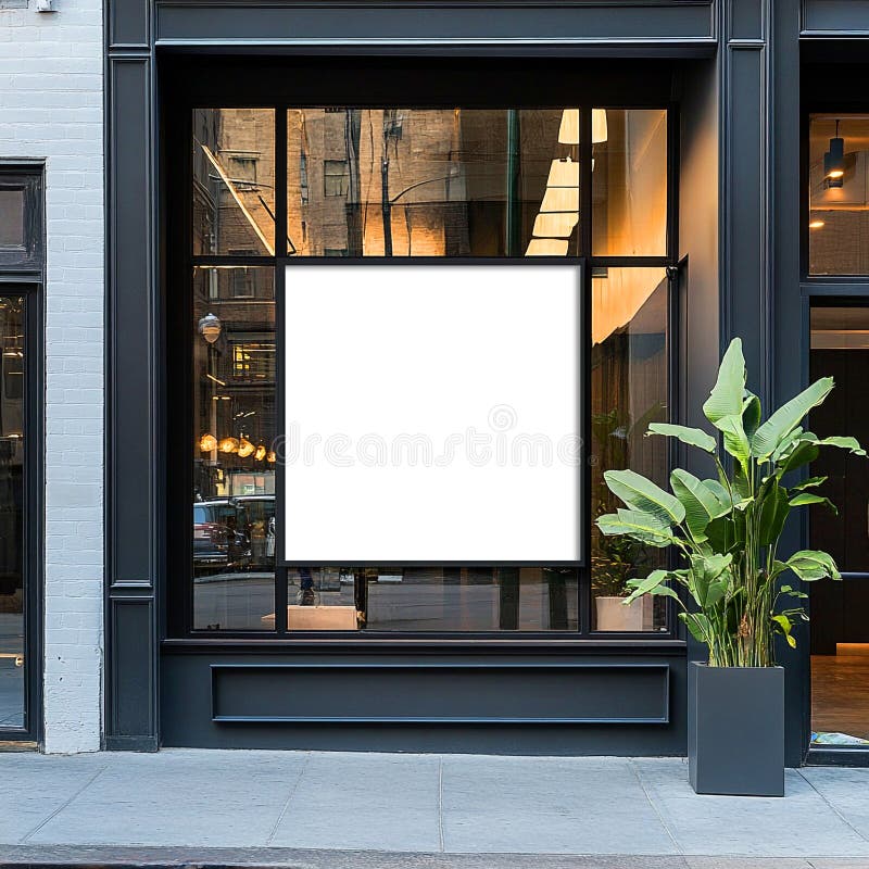 Modern Retail Storefront Blank Window Display for Business Branding ...