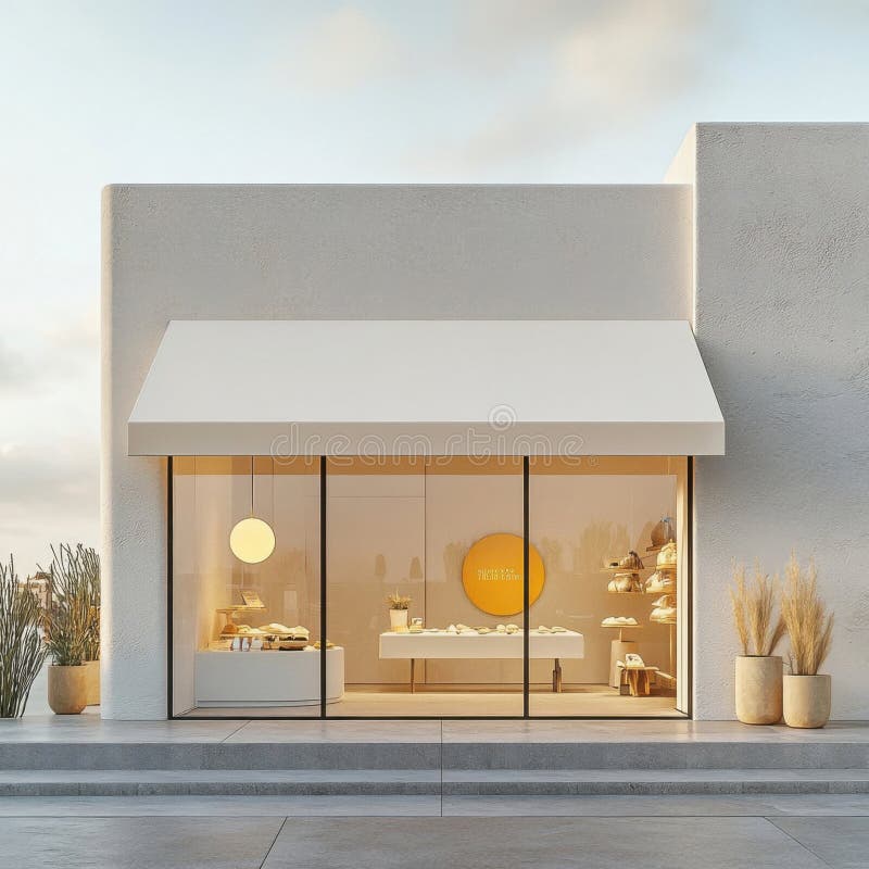 Modern Retail Storefront with Bright Display Stock Image - Image of ...