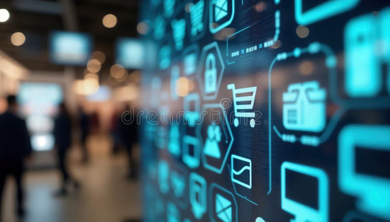 Modern Retail Tech System Displayed on Large Screen. Integrated System ...