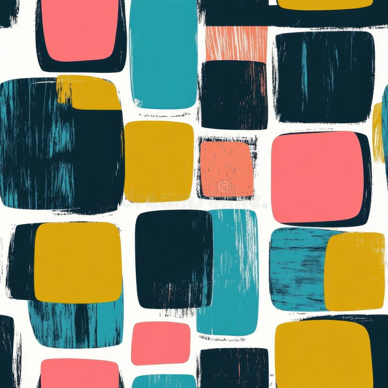 Modern Retro Abstract Geometric Pattern with Bold Colors and Textures ...