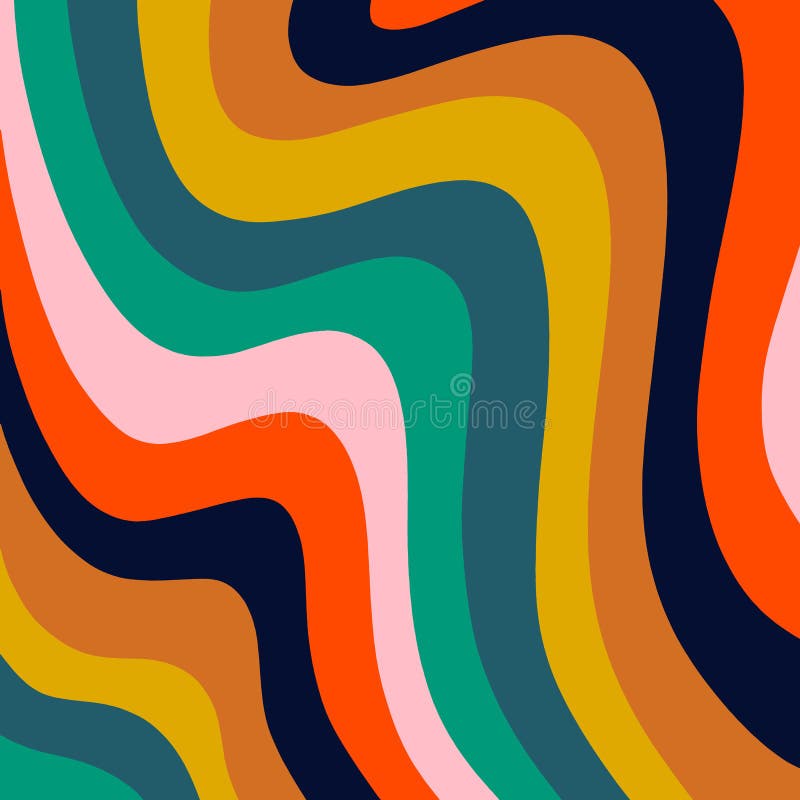 Retro Swirls Colorful 60s Style Vintage Background Design Stock Vector ...