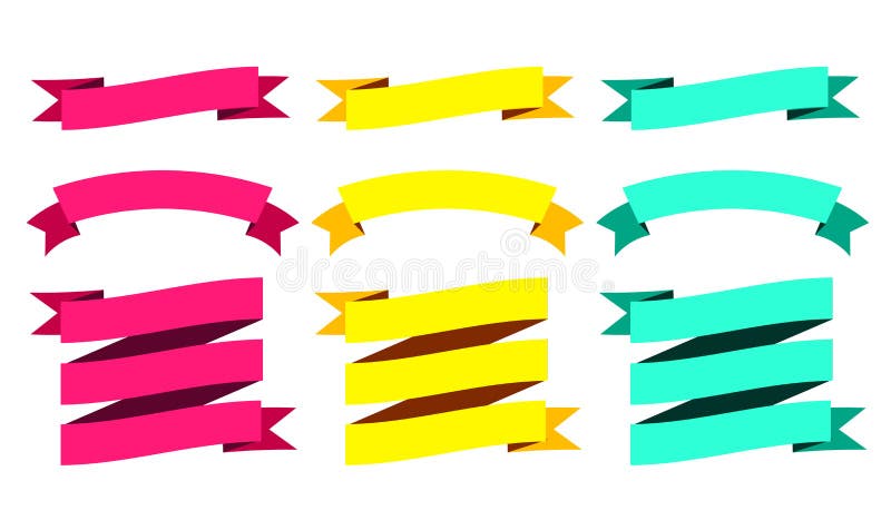 Modern Ribbons Big Set. Different Shapes Stock Vector - Illustration of ...