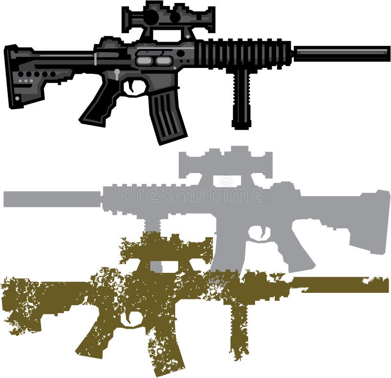 Modern Rifle stock vector. Illustration of black, firearm - 49276635