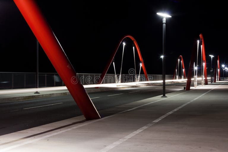 Modern Road Bridge at Night Stock Photo - Image of architecture ...