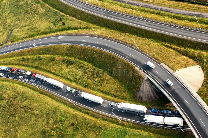 Modern Roads, Junctions and Bridges. Freeway from the Top View. Summer ...