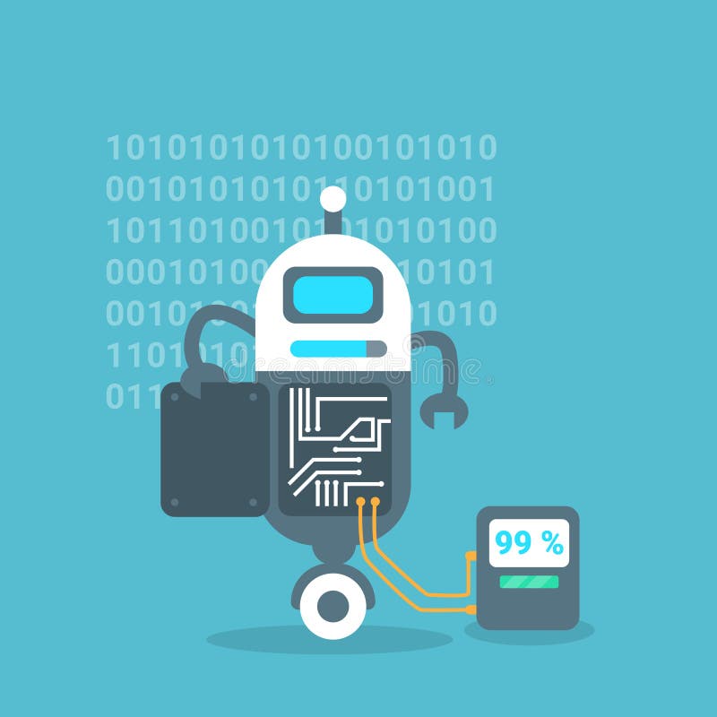 Modern Robot Battery Charge Message Artificial Intelligence Technology ...