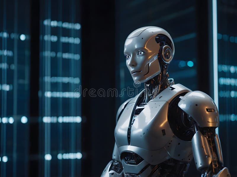 Robot in the Future World. Generative AI Stock Illustration ...