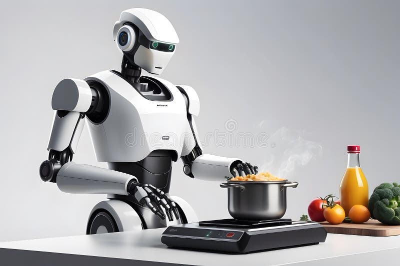 A Modern Robot Cooking in a Kitchen Stock Photo - Image of business ...