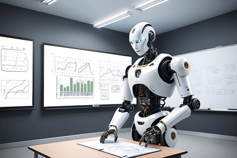 A Modern Robot Helps in Studying in the Modern World Stock Image ...