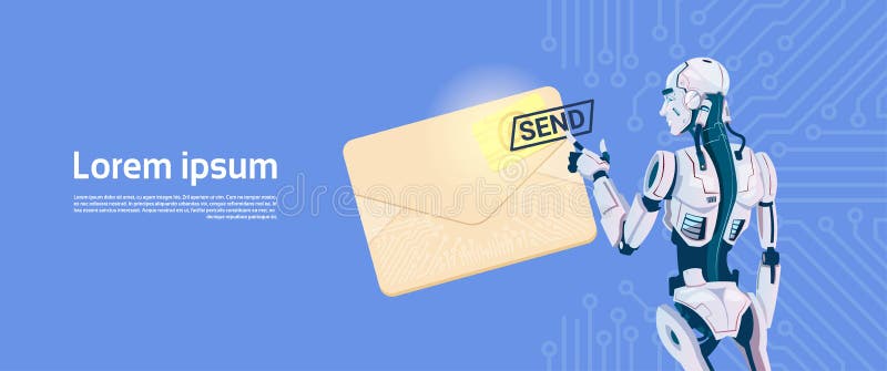 Modern Robot Hold Envelope Sending Email Message, Futuristic Artificial ...