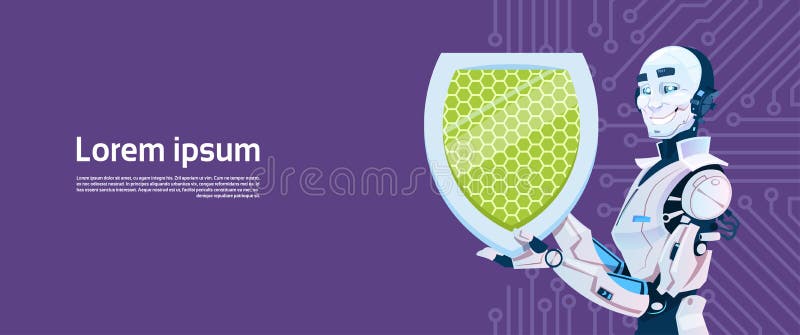 Modern Robot Hold Shield Data Protection Concept, Futuristic Artificial ...
