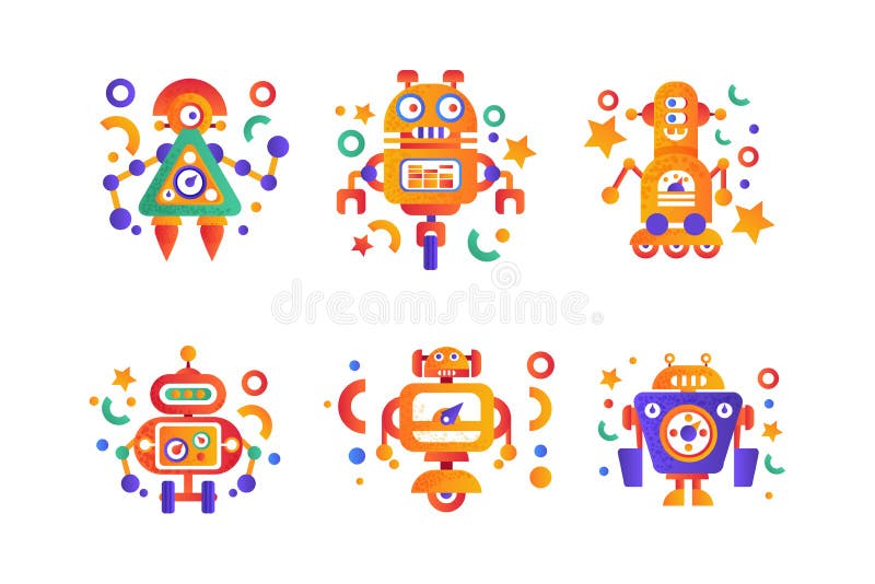 Modern Robot and Humanoid Bot with Face As Artificial Intelligence Flat ...