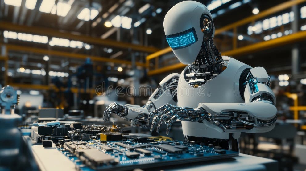 Modern Robot Inserting Miniature Components into a Circuit Board ...