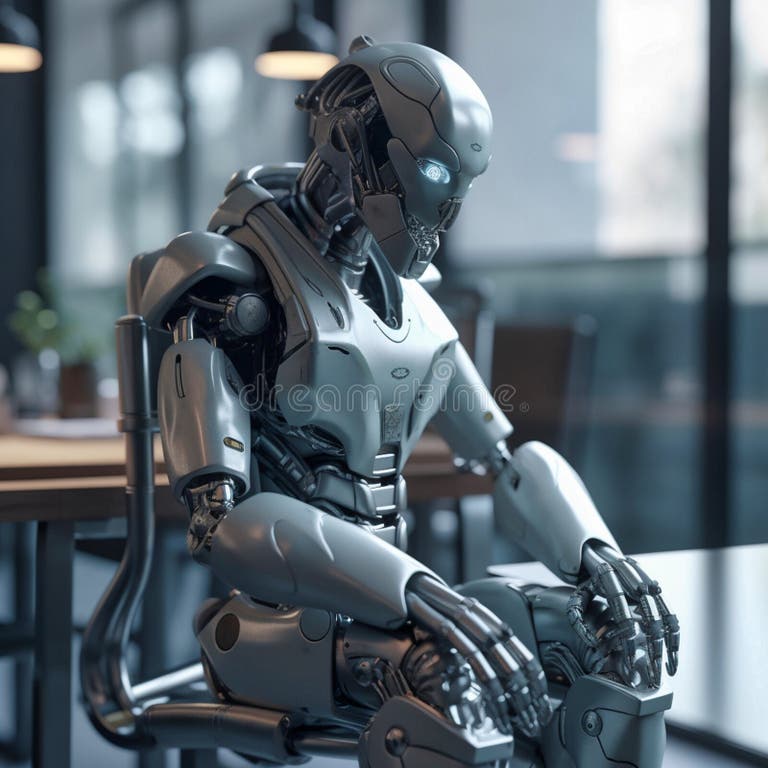 Modern Robot at an Interview with People, Generative AI Stock ...