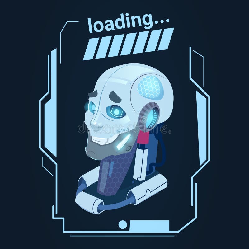 Robot arm loading box stock vector. Illustration of element - 136896995