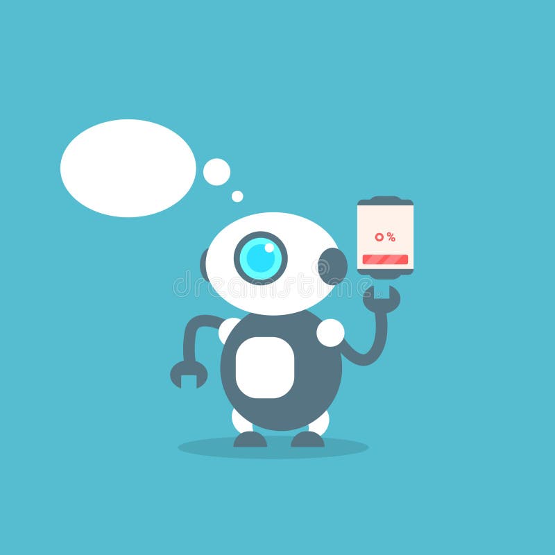 Modern Robot Low Battery Charge Message Artificial Intelligence ...
