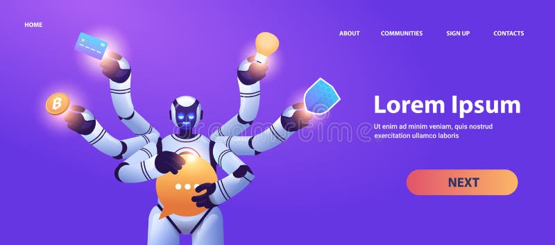 Multitasking Modern Robot with Multiple Hands Stock Vector ...