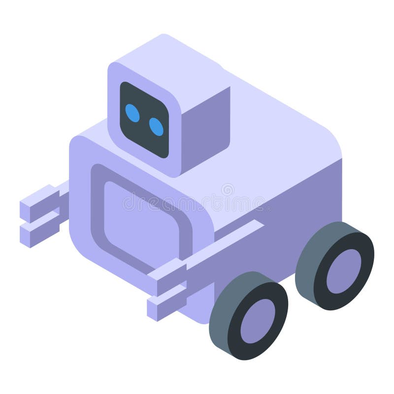 Modern Robot Moving on Wheels Isometric View Stock Vector ...