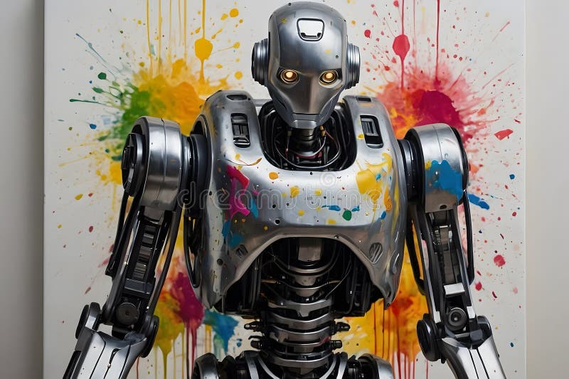 A Modern Robot Painting a Masterpiece on a Canvas Stock Image - Image ...