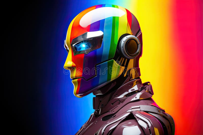 Modern Robot in Rainbow Colors AI Generated Stock Illustration ...