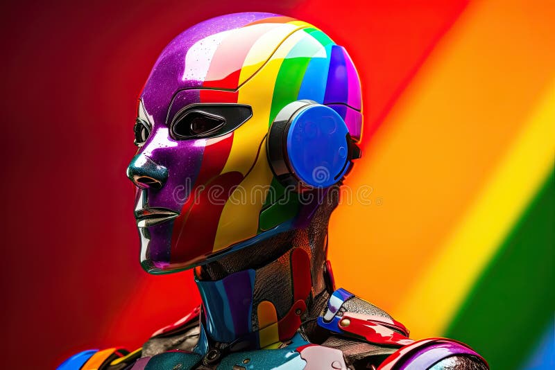 Modern Robot in Rainbow Colors AI Generated Stock Illustration ...