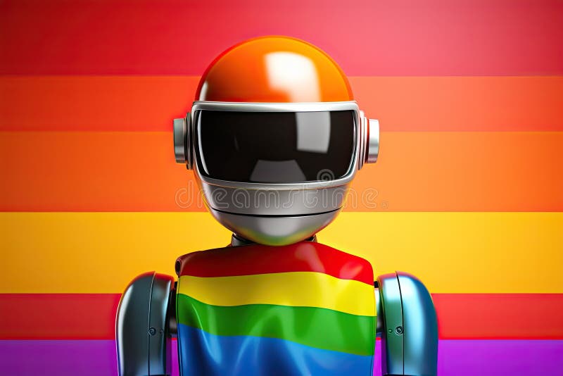 Modern Robot in Rainbow Colors AI Generated Stock Illustration ...