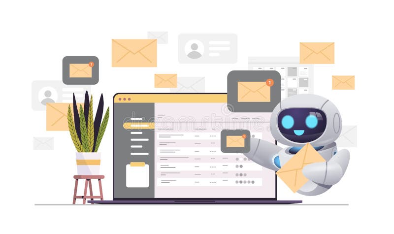 Modern Robot Sending or Receiving Letters Email Inbox Message ... Modern Robot Sending or Receiving Letters Email Inbox Message ...