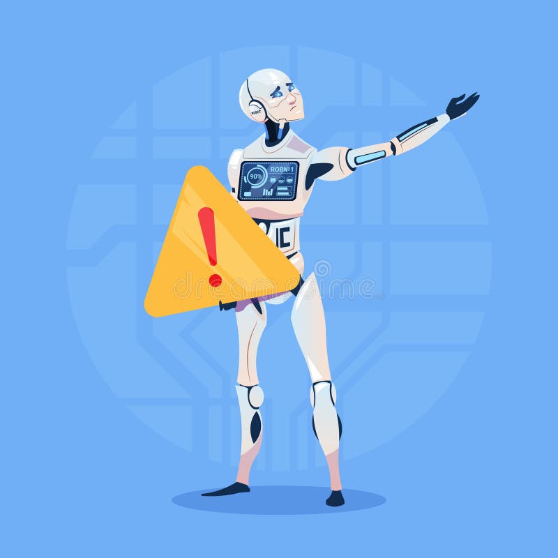 Modern Robot Showing Error Message Futuristic Artificial Intelligence ...