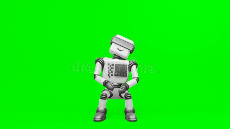Modern Robot Sitting Clap. the Robot Moves Very Naturally on a White ...