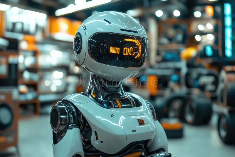 Innovative Robot Showcasing Advanced Technology in a Futuristic Store ...
