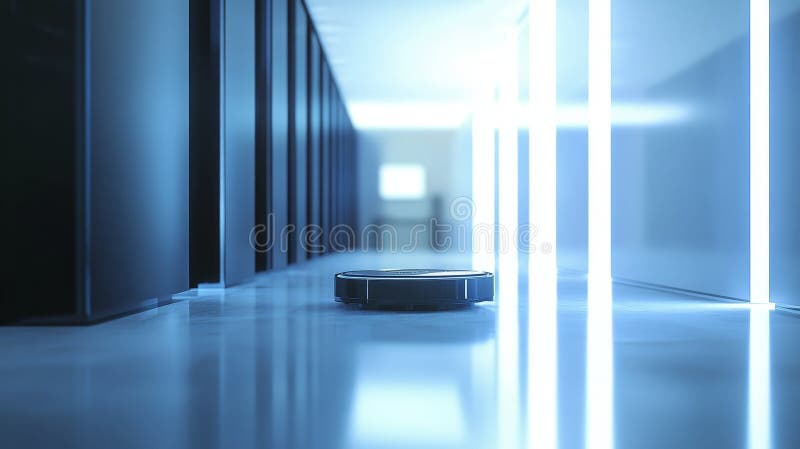 Modern Robot Vacuum Cleaner Operating in a High-Tech Environment Stock ...