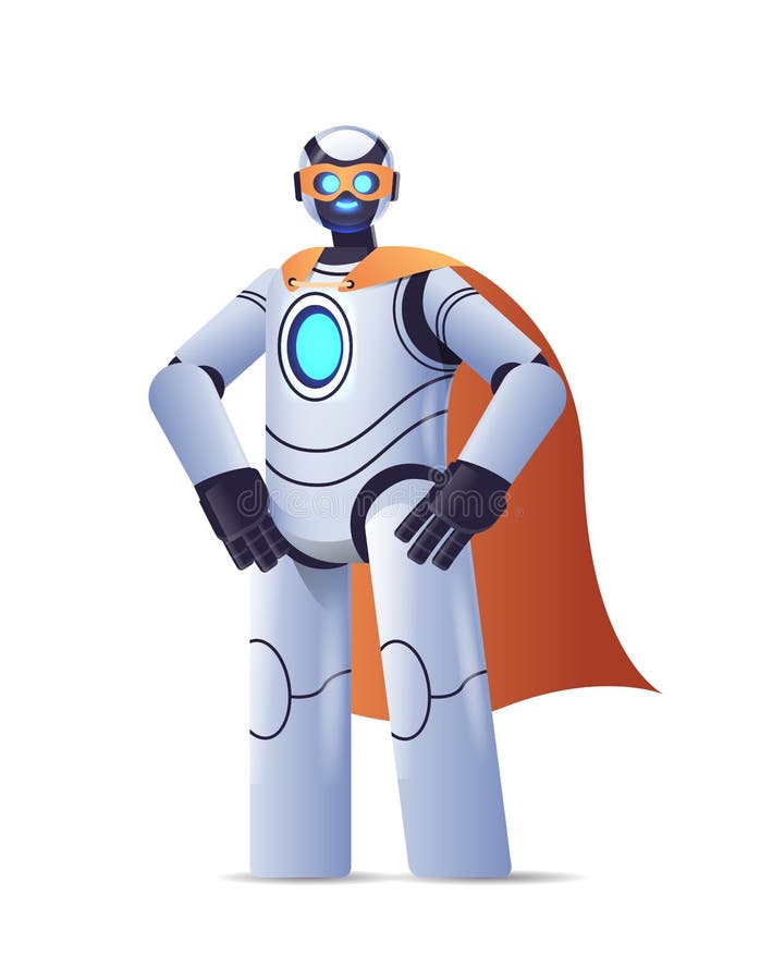 Modern Robot Wearing Super Hero Cloak Artificial Intelligence Concept ...