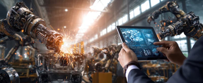 The Modern Robotic Arm Demonstrates Precision Manufacturing in an ...