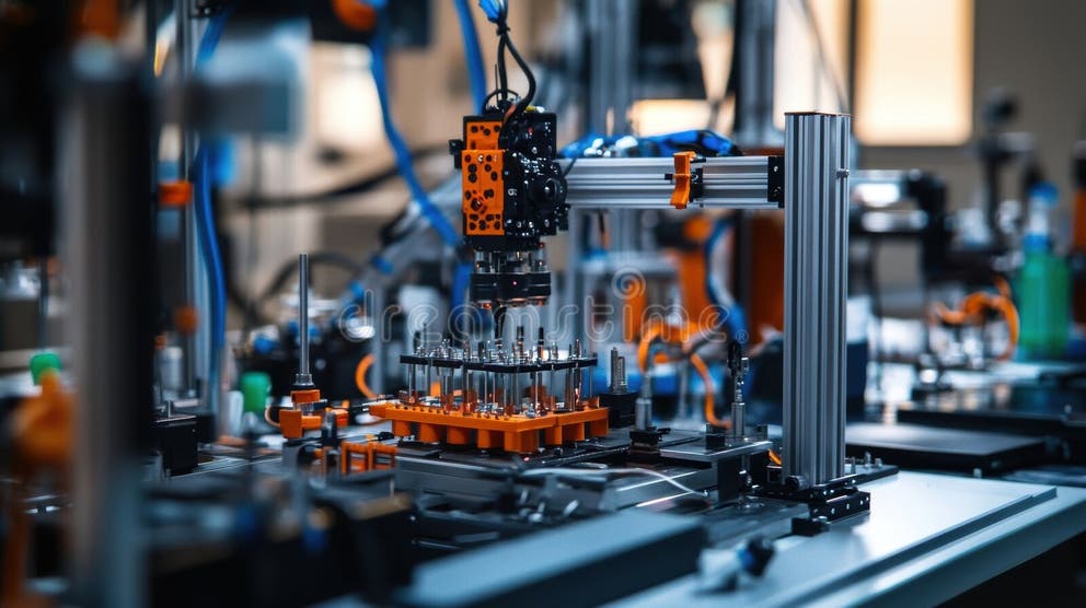 Robotic Arm Picking Components in Automated Manufacturing Process Stock Image - Image of ...