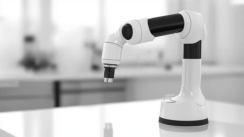 White Robotic Arm Sleek Advanced Workspace Stock Photos - Free ...