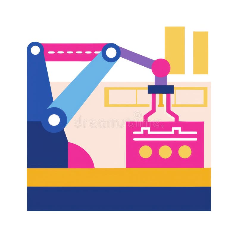 Modern Robotic Arm Working in Factory with Colorful Design and ...