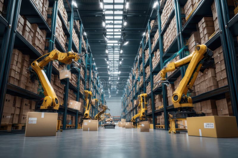 Modern Robotic Arms Automate Parcel Sorting in a Smart Warehouse ...