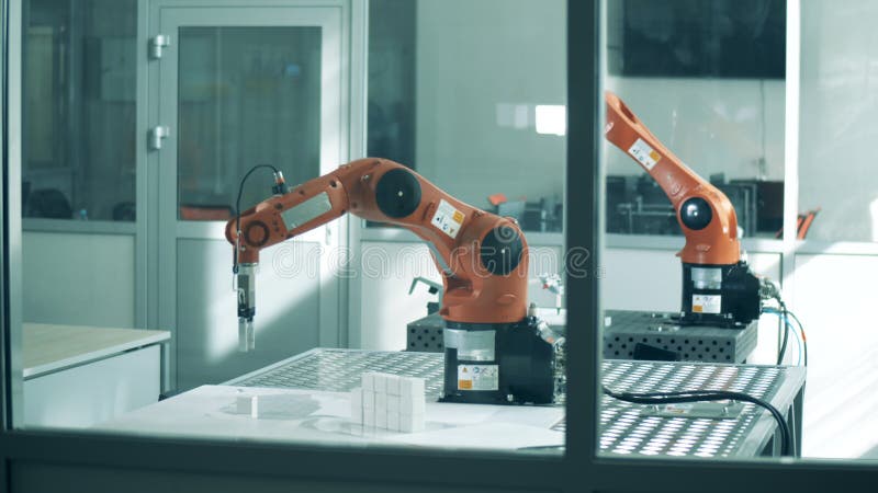 Robotic Arms Working on Automated Factory Assembly Line Stock Footage ...