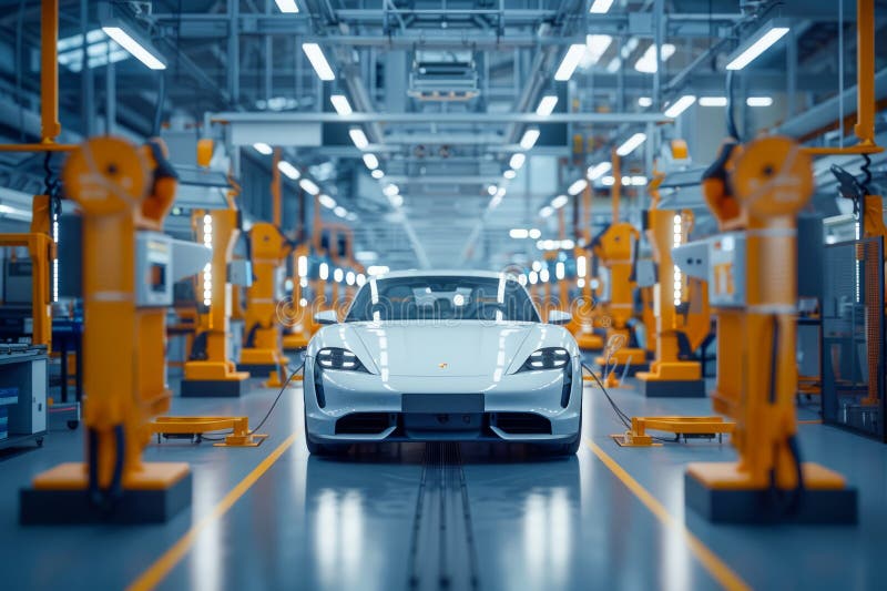 Modern Robotic Assembly Line Producing Electric Vehicles in Advanced ... Modern Robotic Assembly Line Producing Electric Vehicles in Advanced ...